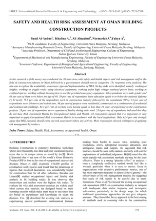 Safety and health risk assessment at oman building construction ...