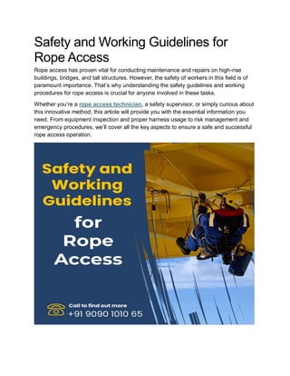 Safety and Working Guidelines for Rope Access | PDF