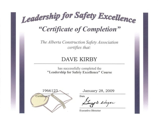 Safety certificates