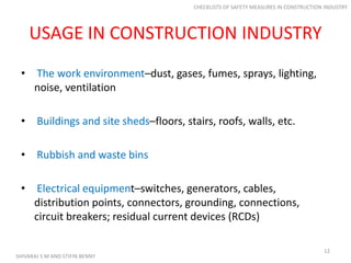 Safety checklist | PPTX | Civil Engineering Industry | Industries
