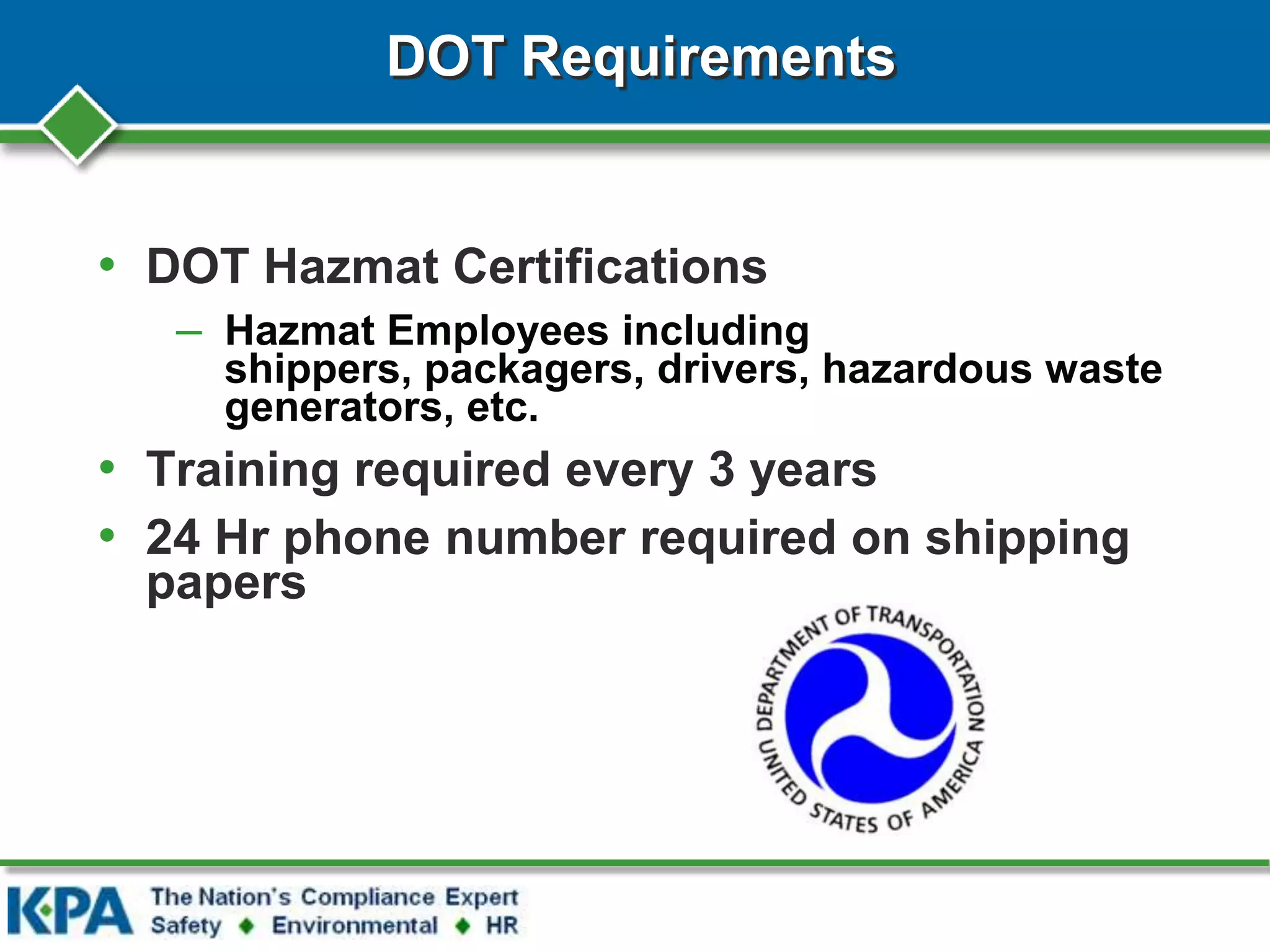 Do a Safety Checkup for your Facility OSHA/EPA/DOT Minimum Program and ...