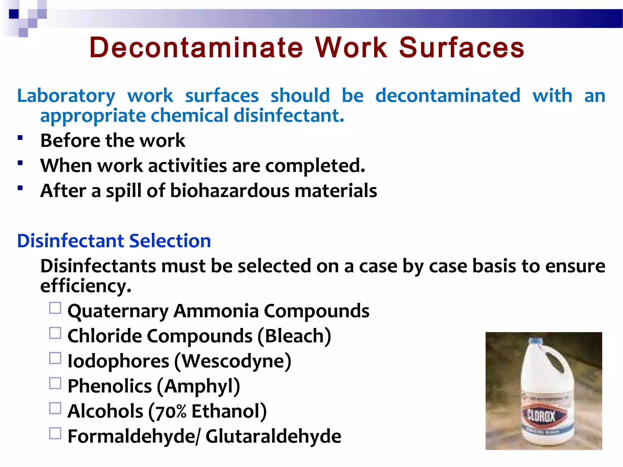 Safety considerations and guidelines veterinary microbiology laboratory ...