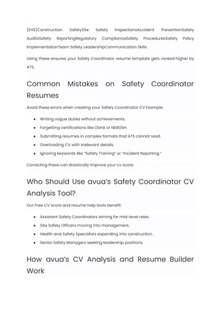 Safety Coordinator Resume Examples & Writing Guide for 2025 | PDF