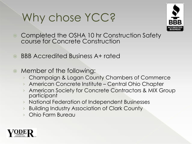 Business Spotlight: Yoder Concrete Construction, LLC | PPTX