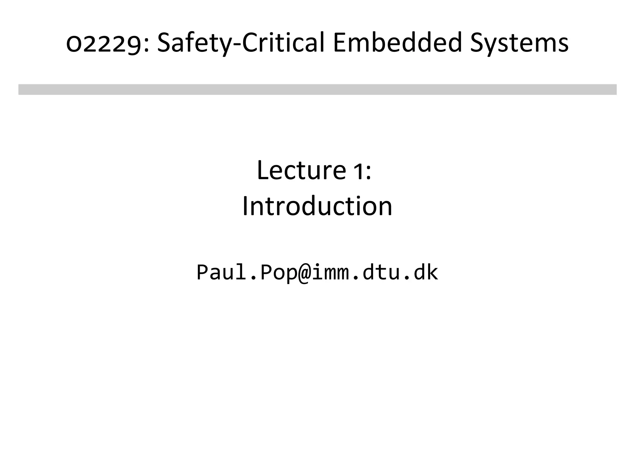 Safety-Critical Embedded Systems Course | PPT