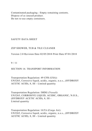 SAFETY DATA SHEET ZEP SHOWER, TUB & TILE CLEANER Ver.docx