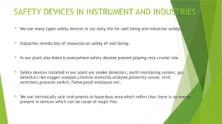 SAFETY DEVICES IN INSTRUMENT and their role. | PPTX