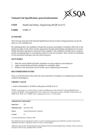 Safety engineering and the environment (scqf level 5) dr2 d34 | PDF ...
