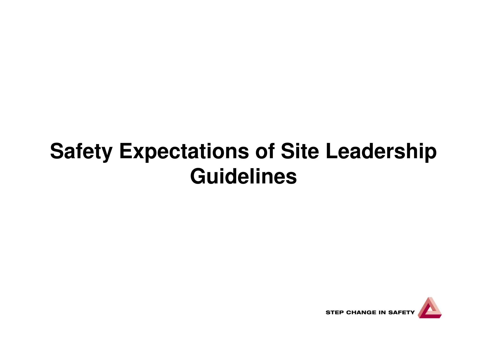Safety Expectations of a Site Leader | PPT