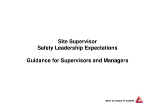 Safety Expectations of a Site Leader | PPT