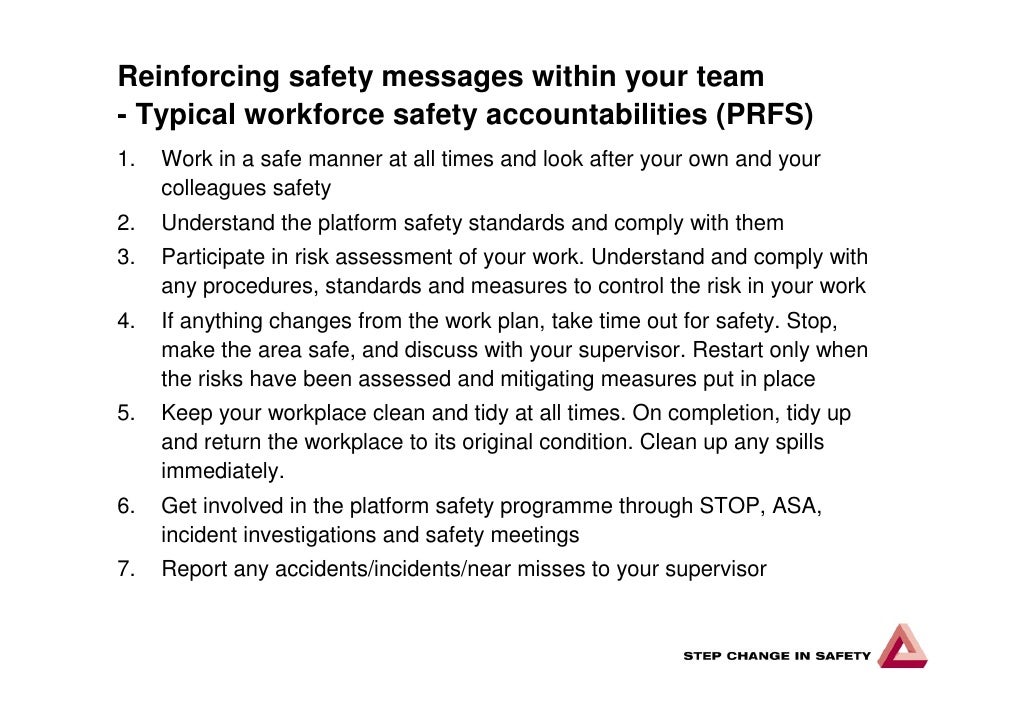 Safety Expectations of a Site Leader