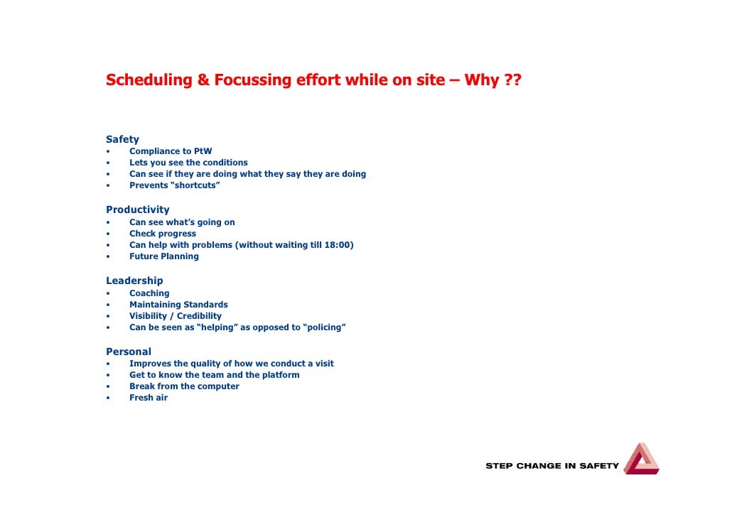 Safety Expectations of a Site Leader