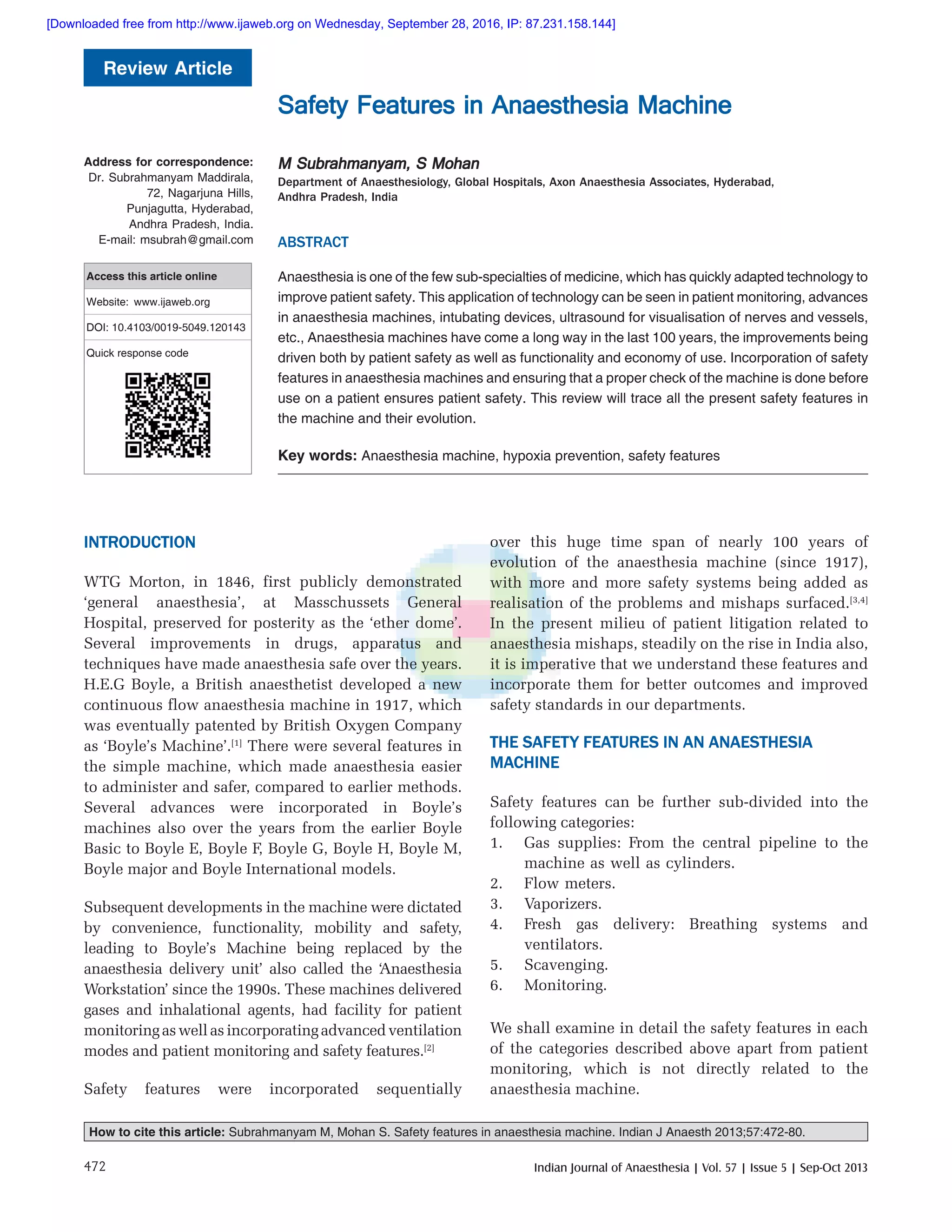 Safety features in_anaesthesia_machine-1 | PDF | Operating Systems ...