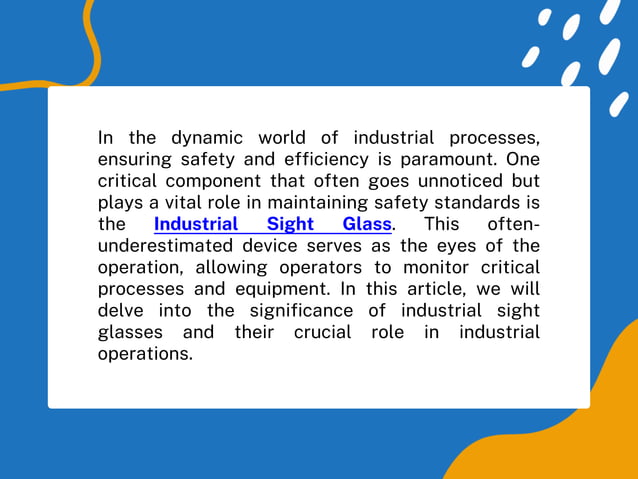 Safety First – The Importance of Industrial Sight Glass | PPT