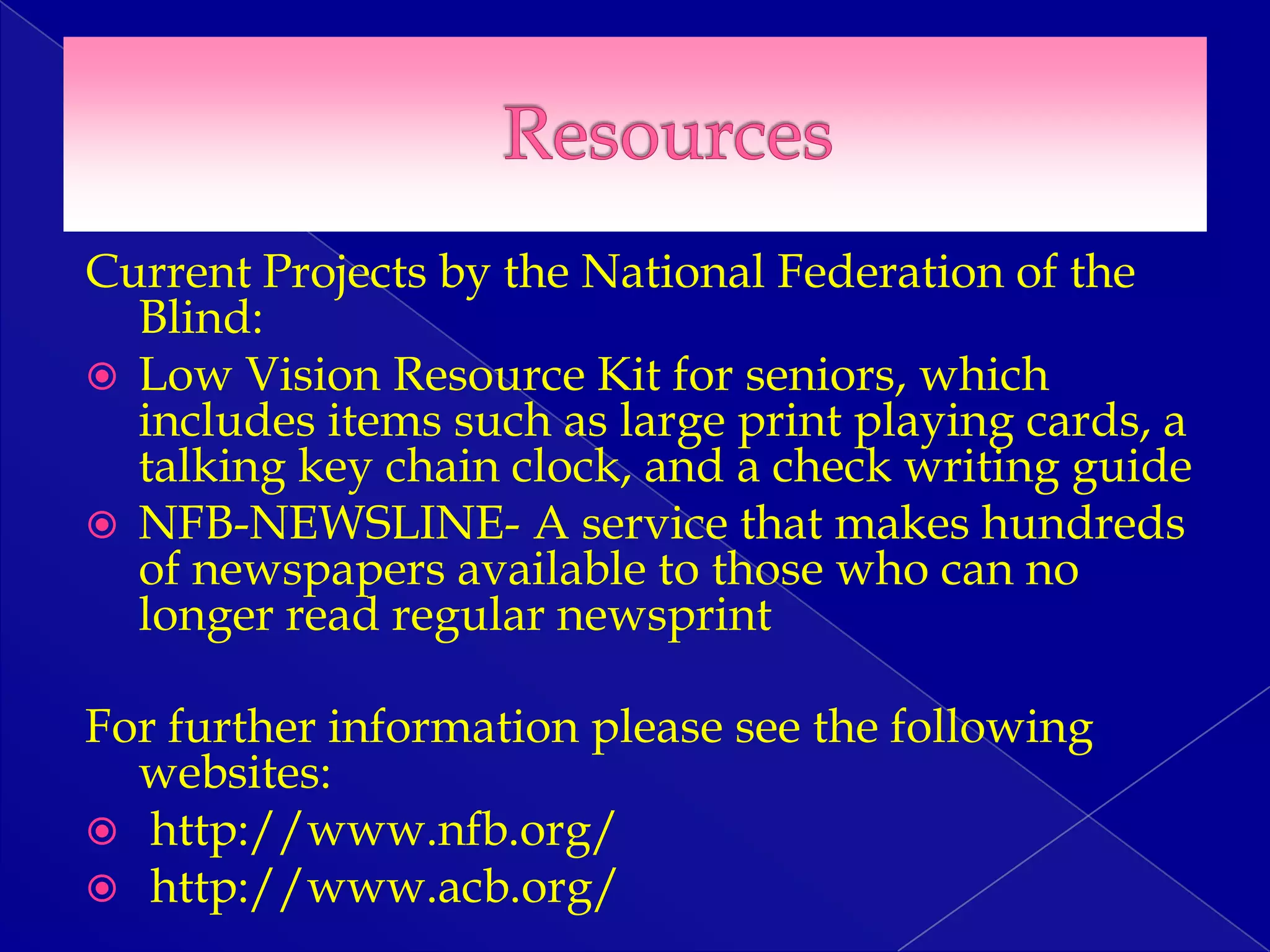 Safety for elderly with visual limitations powerpoint video[1] | PPTX