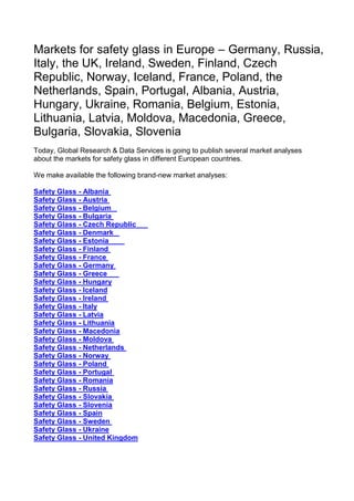 Safety glass europe | PDF | Europe Travel | Travel Locations