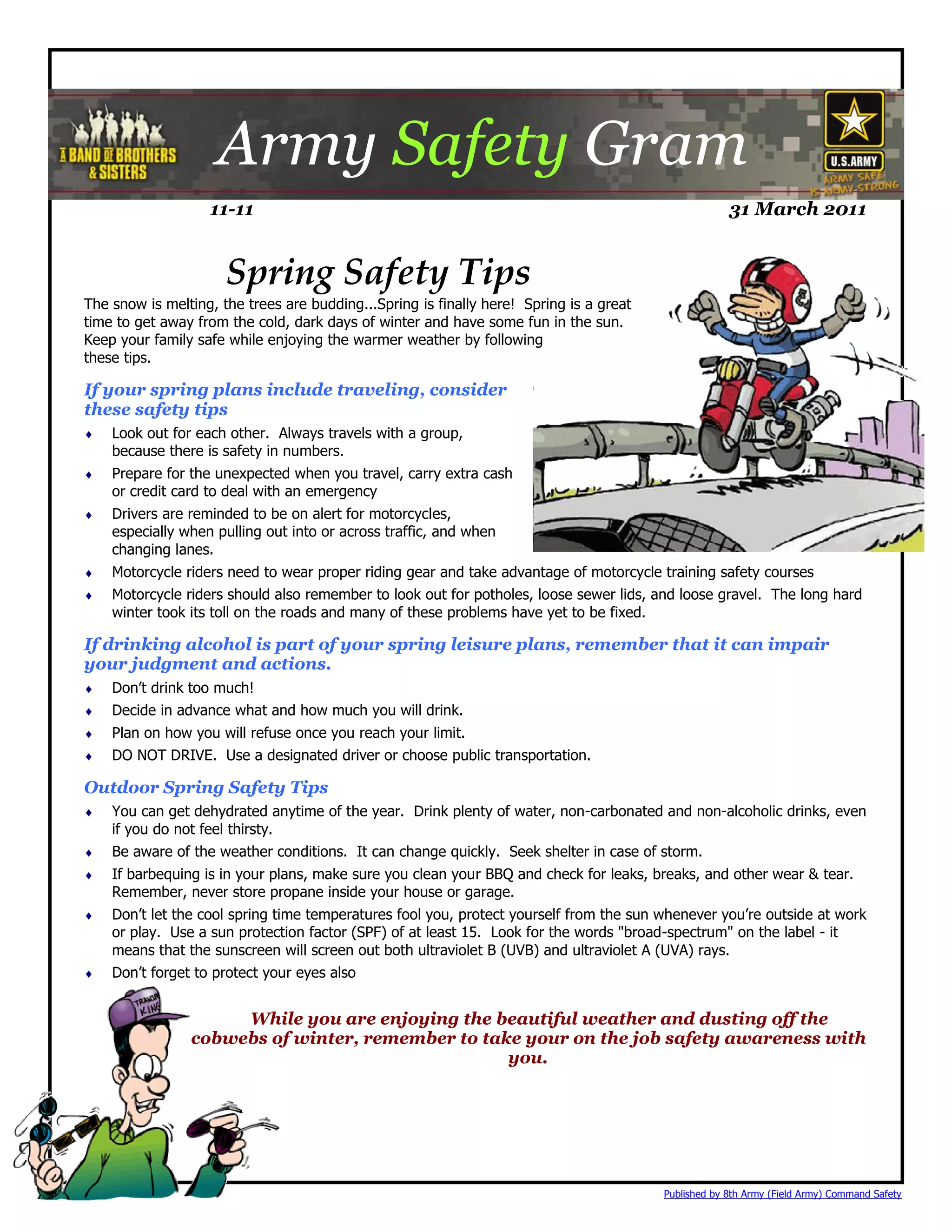 Safety gram 11 11 spring safety tips | PDF