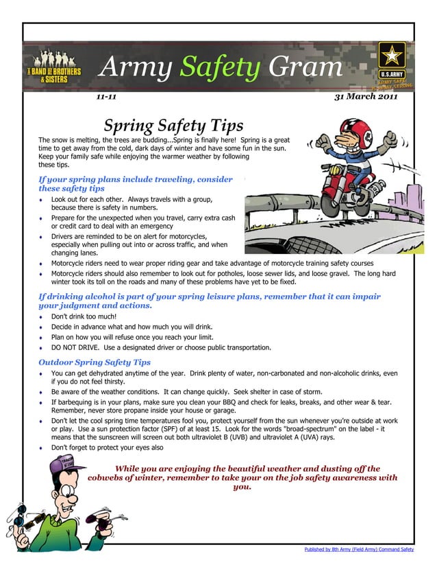 Safety gram 11 11 spring safety tips | PDF
