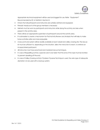 Safety guidelines by ec 10.3 field guidelines for rappelling and valley ...