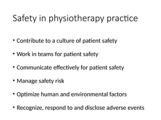 Safety guidelines in Physiotherapy (Physical therapy) practice | PPTX