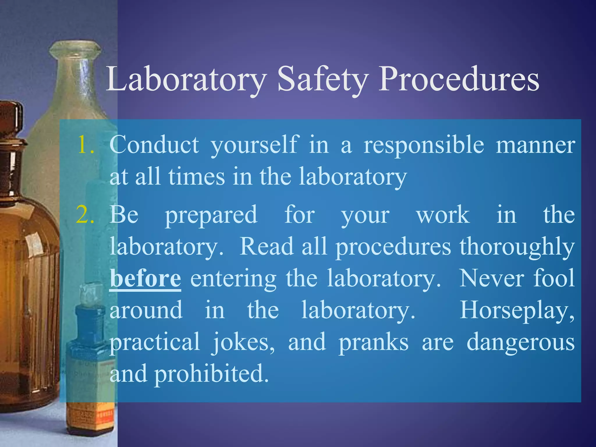 Safety Guidelines in the Laboratory | PPT