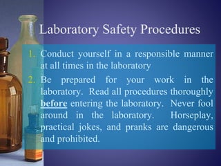 Safety Guidelines in the Laboratory | PPT