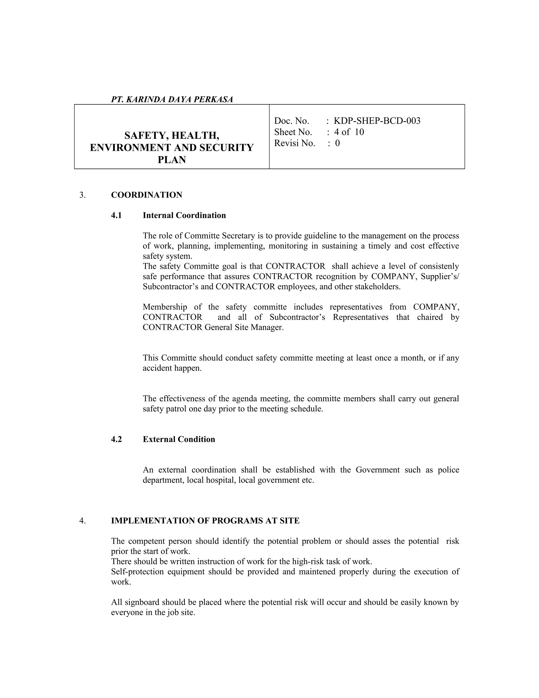 Safety health and environment | DOC