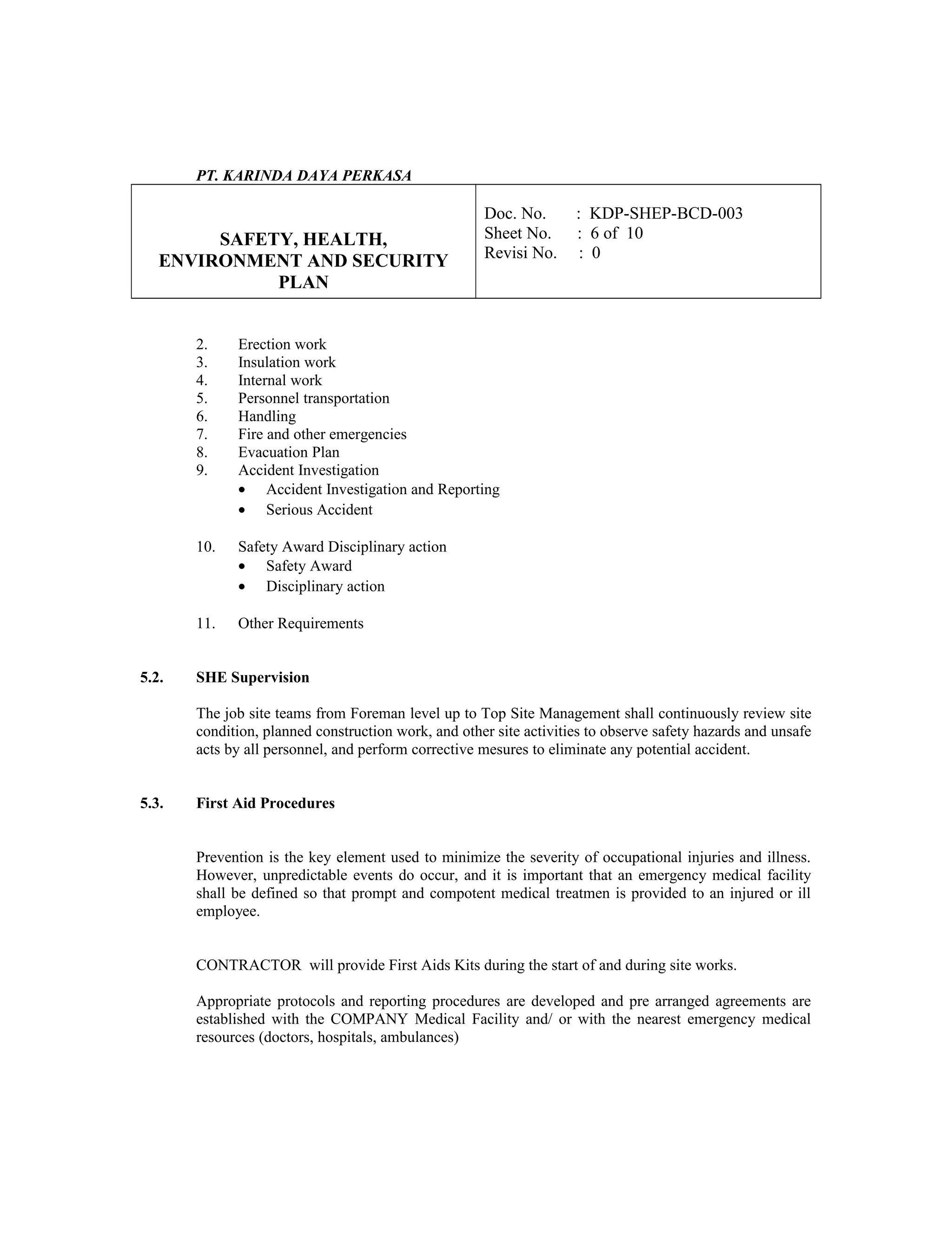 Safety health and environment | DOC