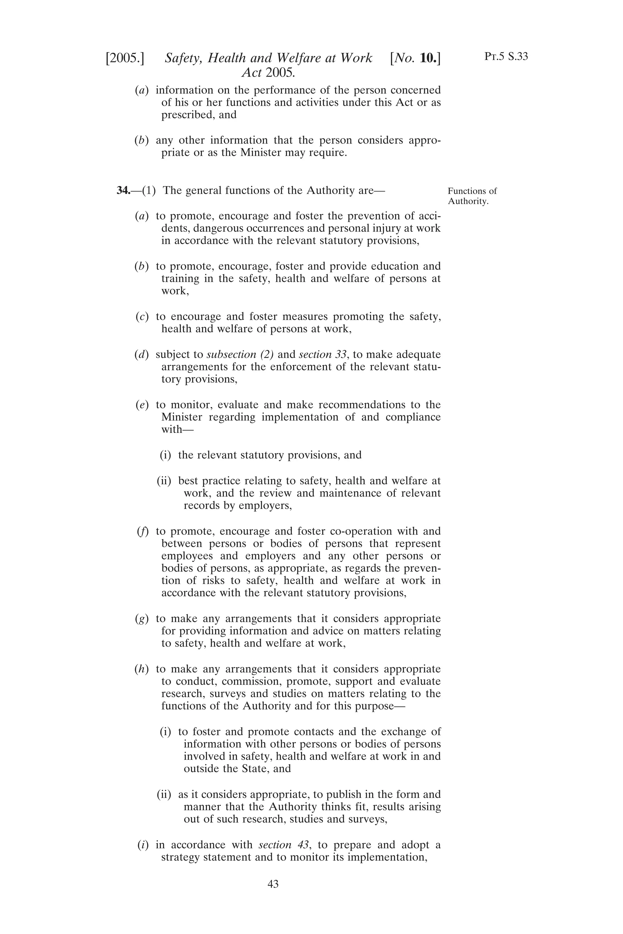 Safety, health and welfare at work act 2005 | PDF