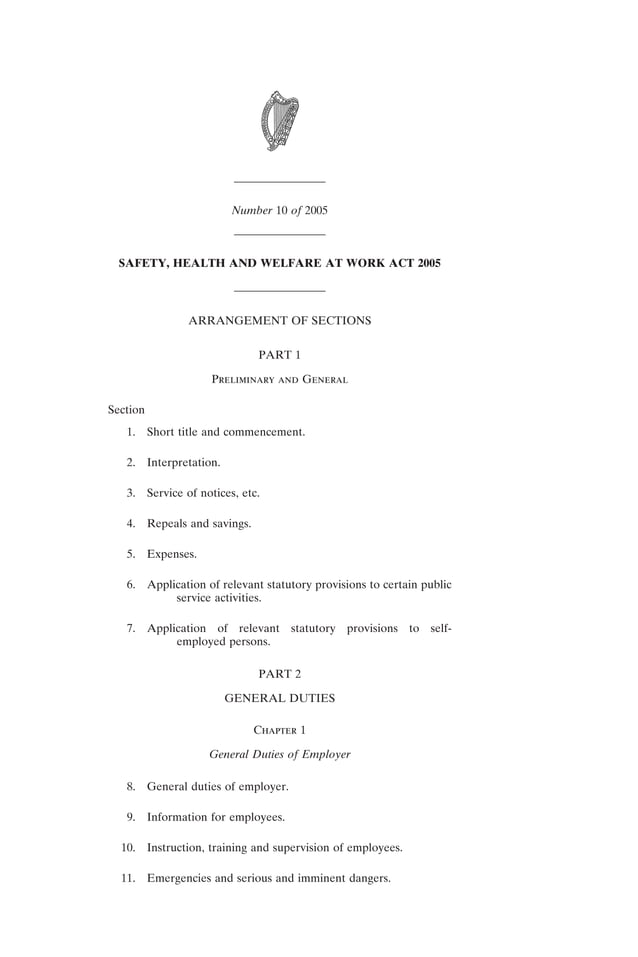 Safety, health and welfare at work act 2005 | PDF