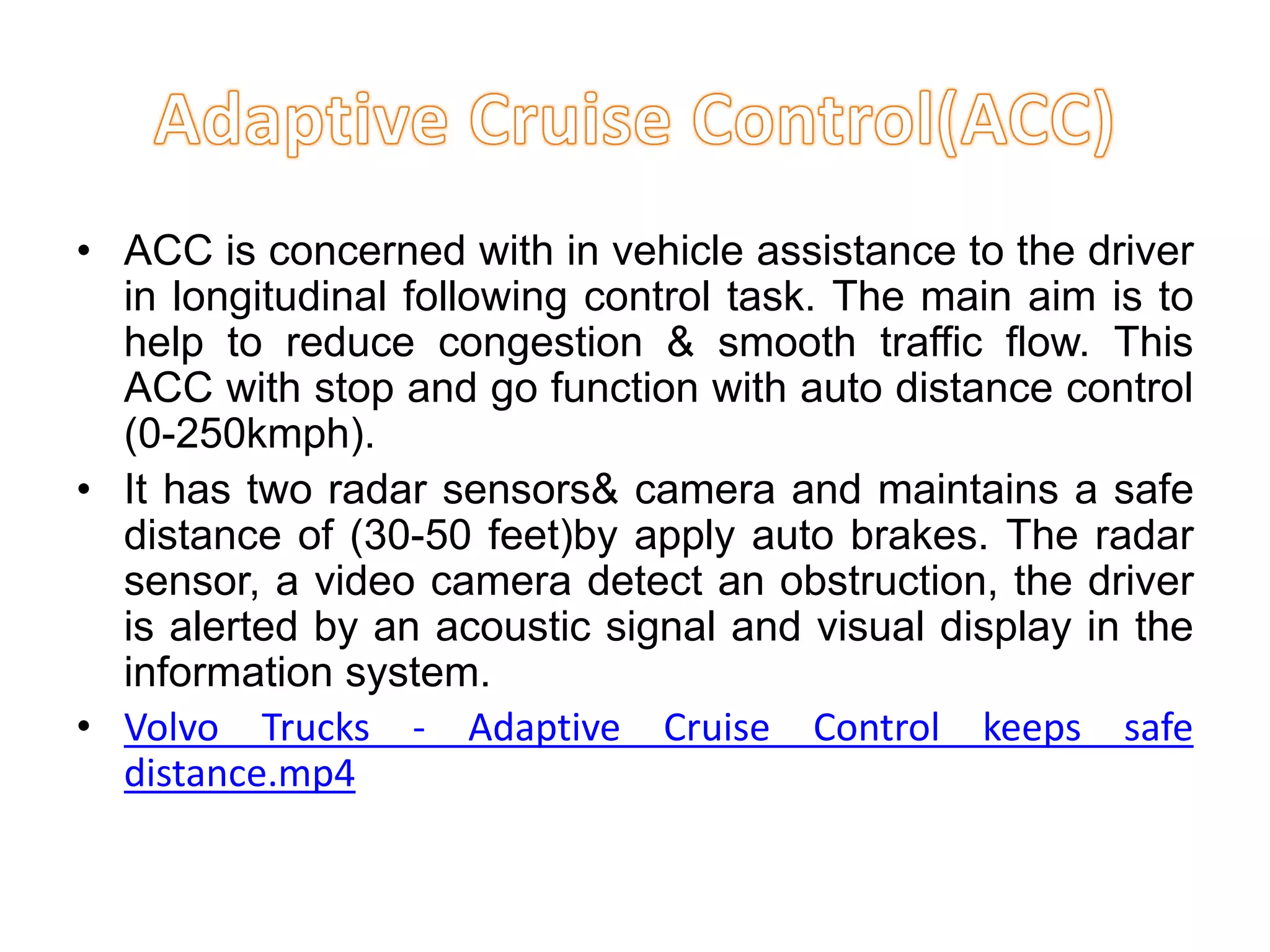 Advance Safety Systems in automobile | PPTX