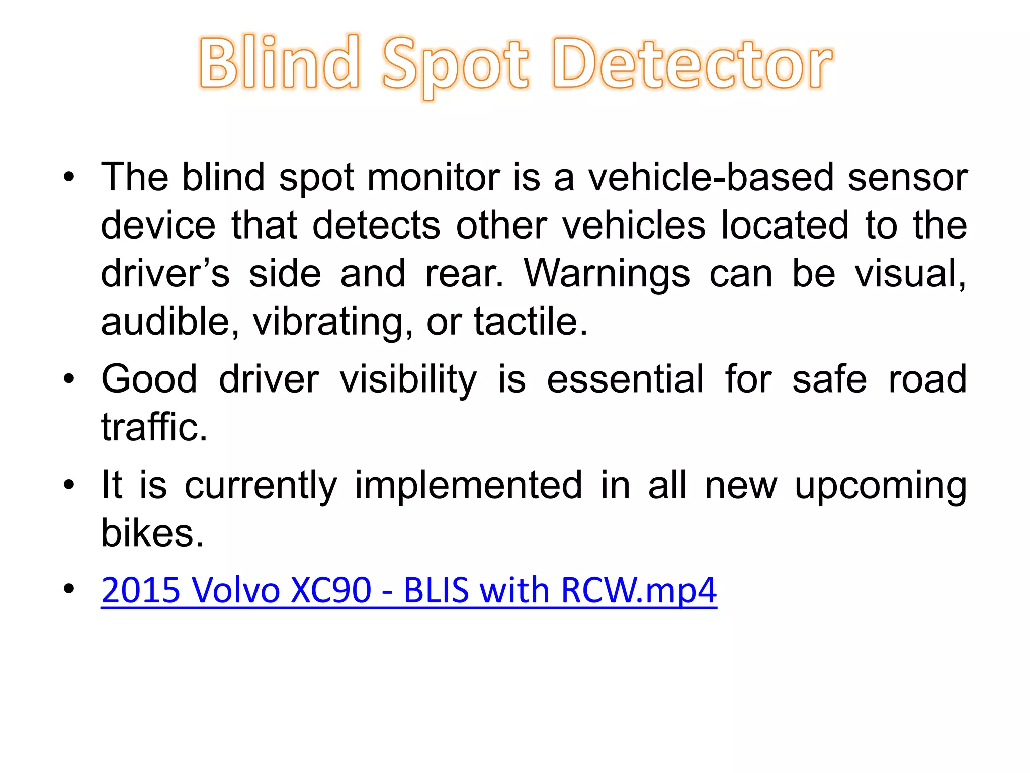 Advance Safety Systems in automobile | PPTX