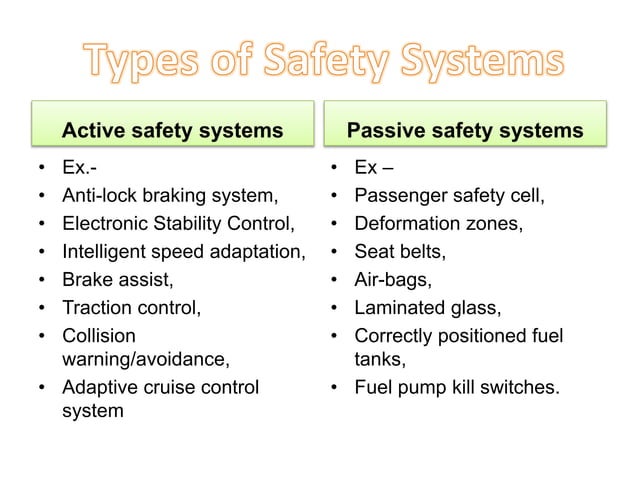 Advance Safety Systems in automobile | PPTX