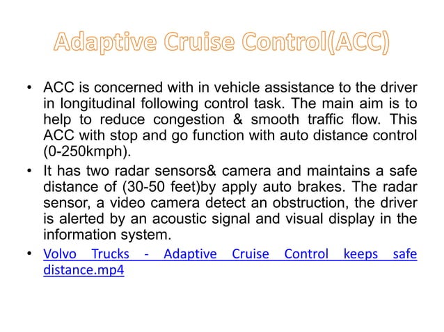 Advance Safety Systems in automobile | PPTX