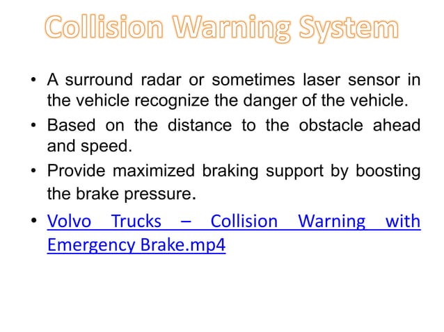 Advance Safety Systems in automobile | PPTX