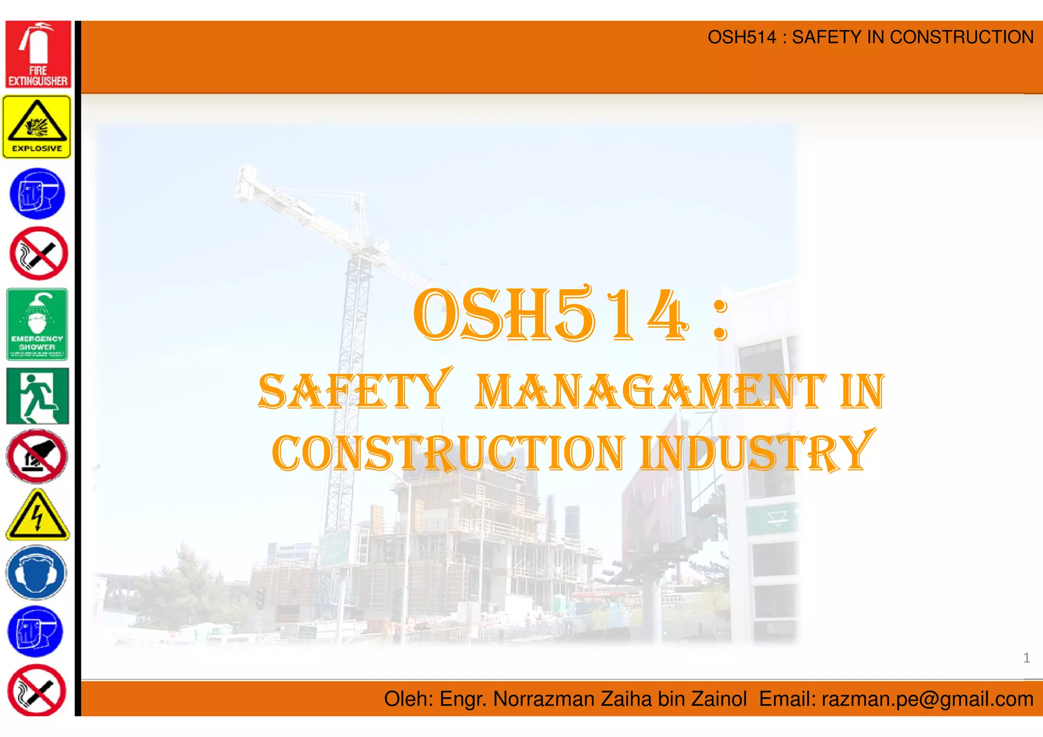 Occupational Safety and Health Management in Construction Industry | PDF