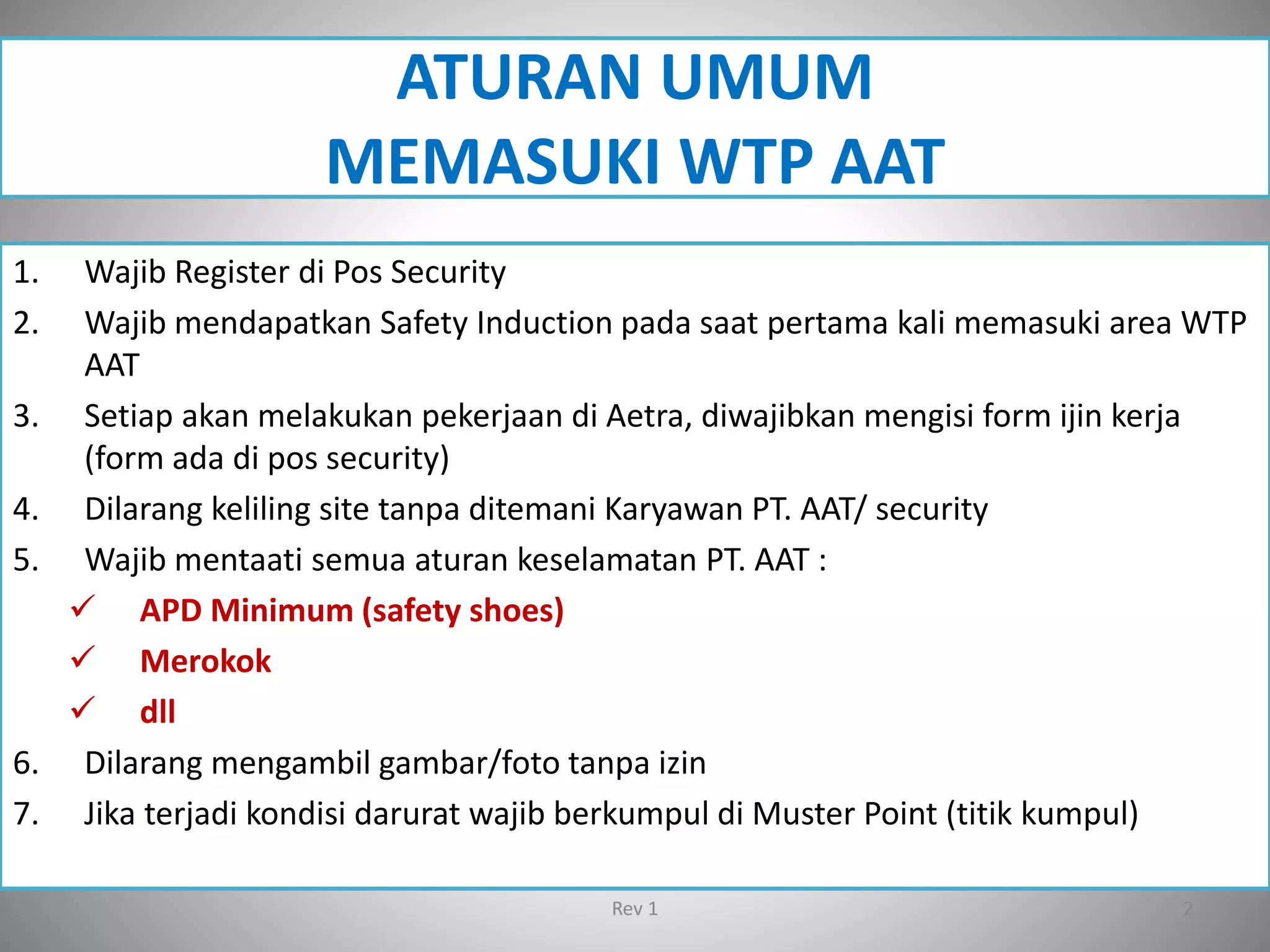Safety induction for visitor rev 1 | PPTX