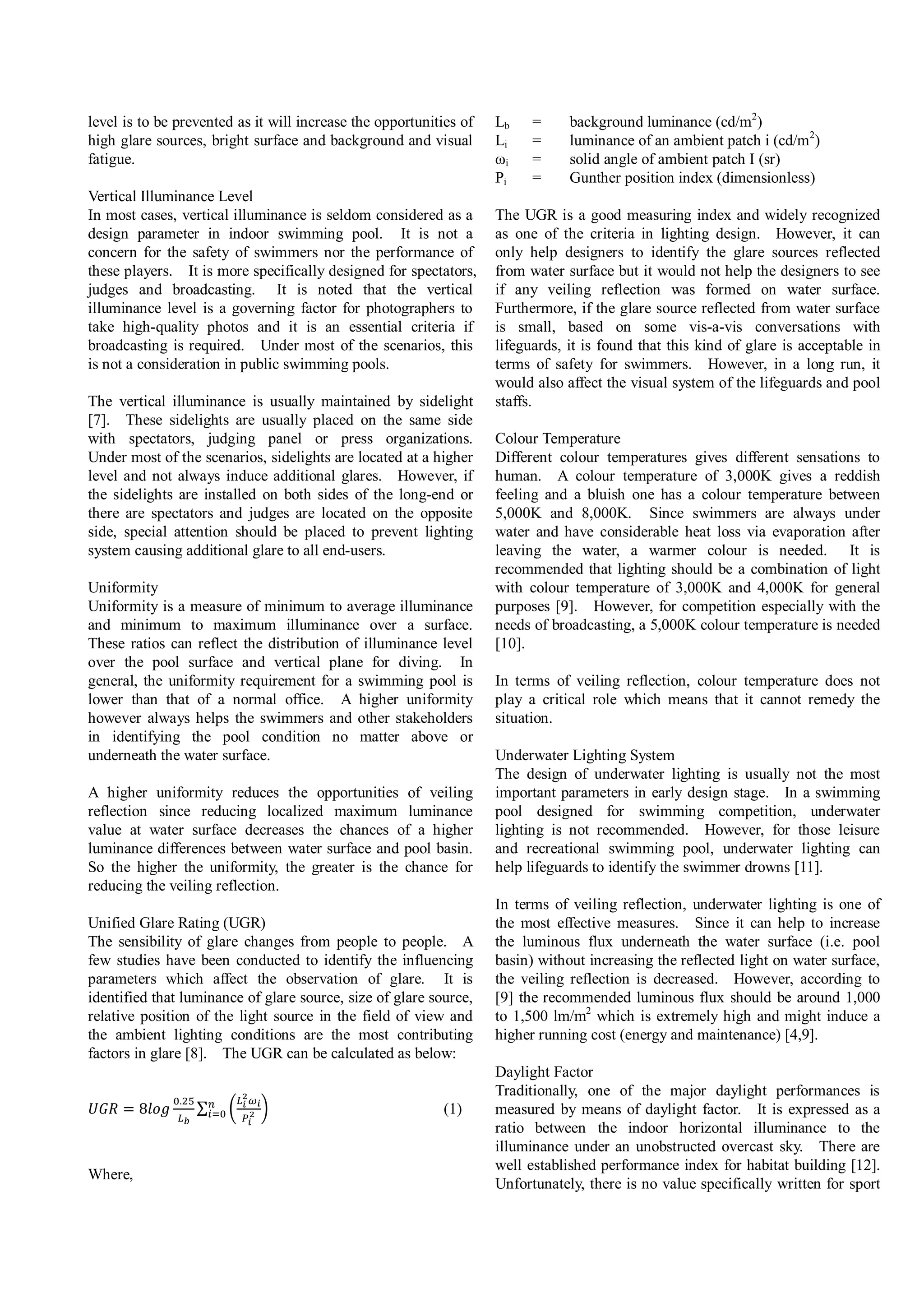 Safety in lighting design for indoor swimming | PDF