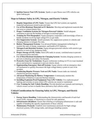 Safety in LPG, Nitrogen, and Electric-Powered Vehicles | PDF