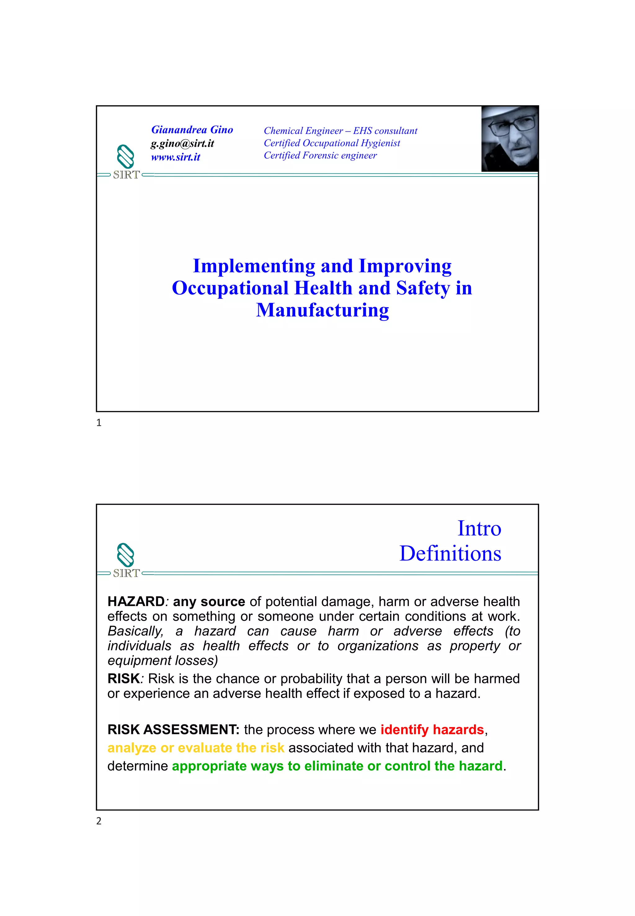 Safety in manufacturing | PDF