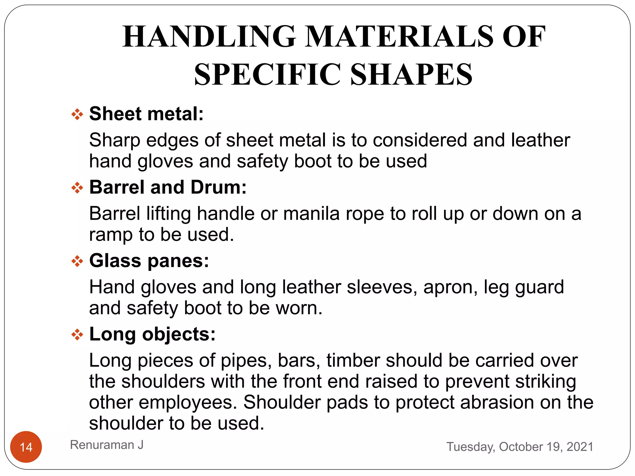 Safety in Material Handling | PPTX