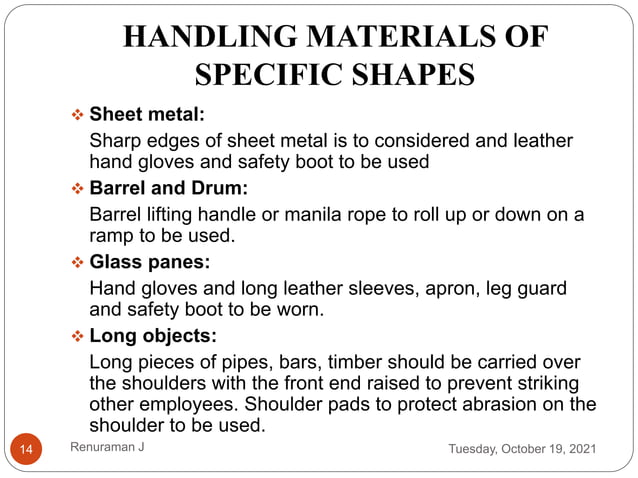 Safety in Material Handling | PPTX | Injuries | Diseases and Conditions