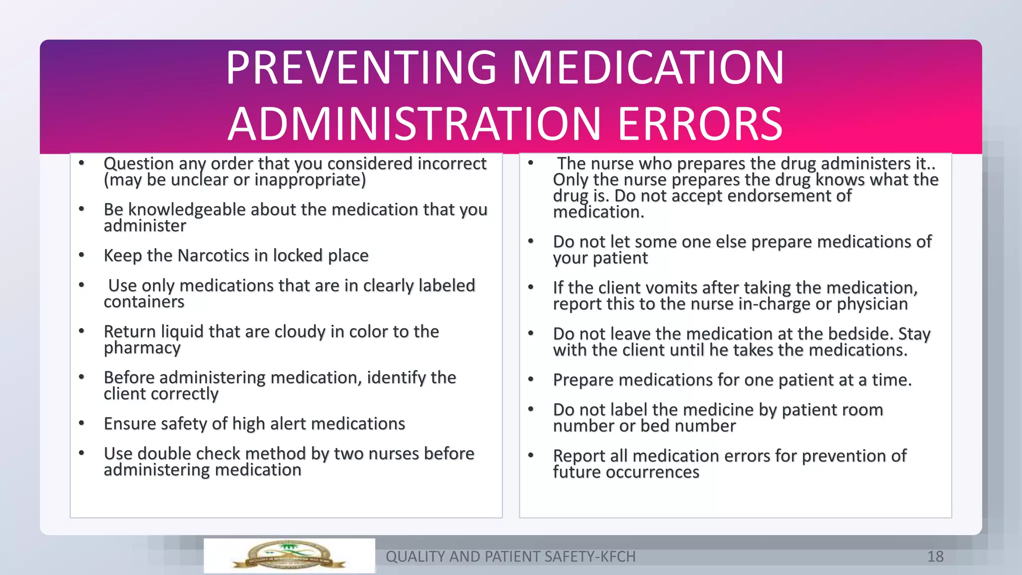 Safety in medication administration | PPTX