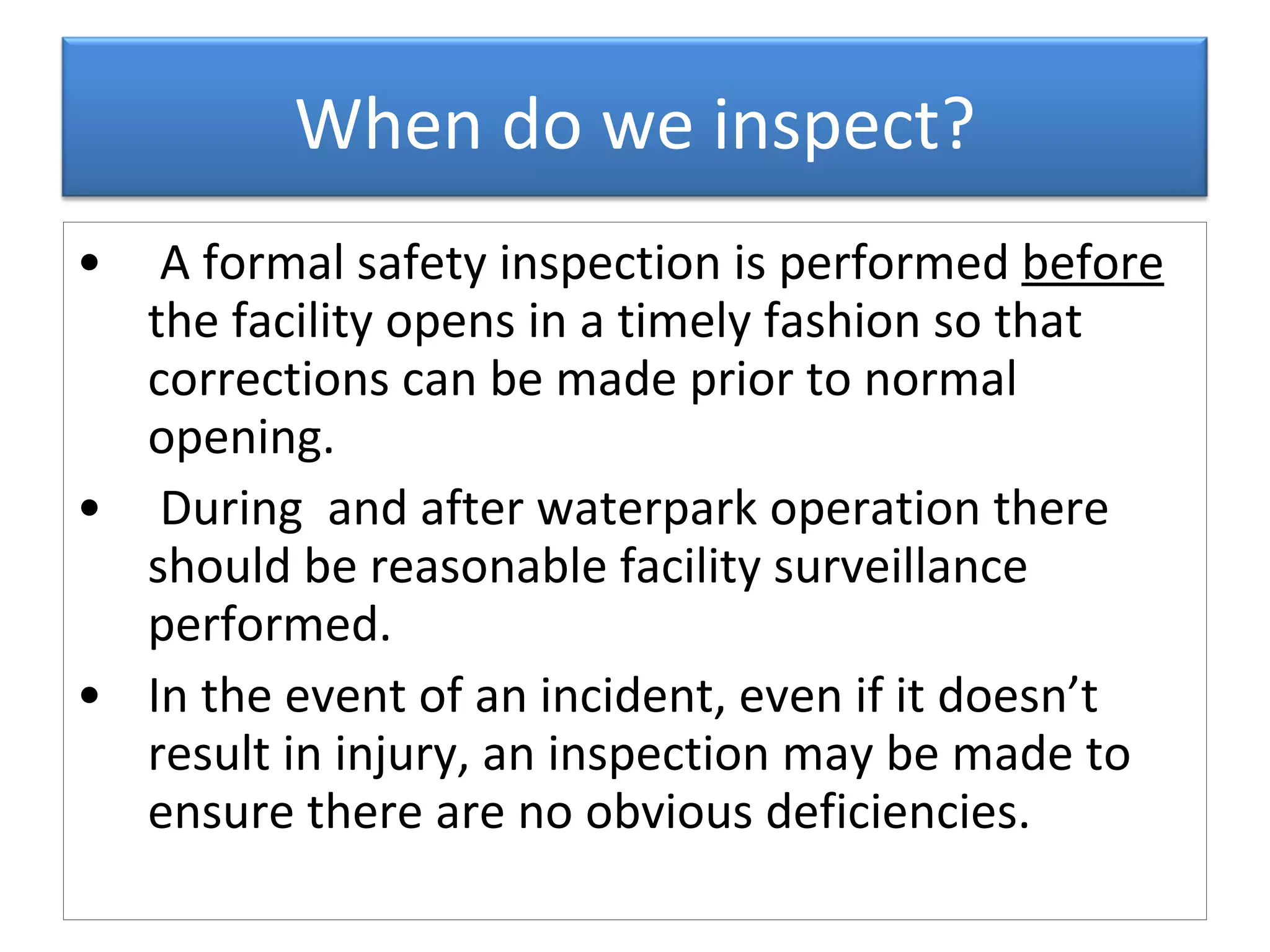 Waterpark Safety Inspection Training | PPT
