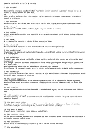 Safetyinterviewquestionanswer 160830071330 | PDF