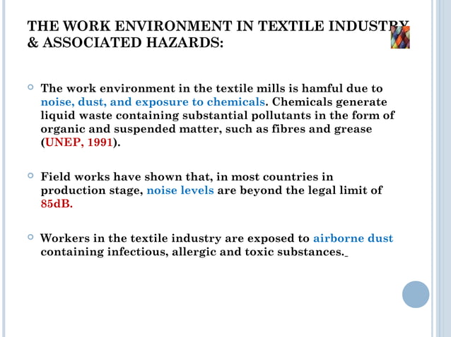 Health and Safety Issues in textile sector | PPT | Lung and Respiratory ...