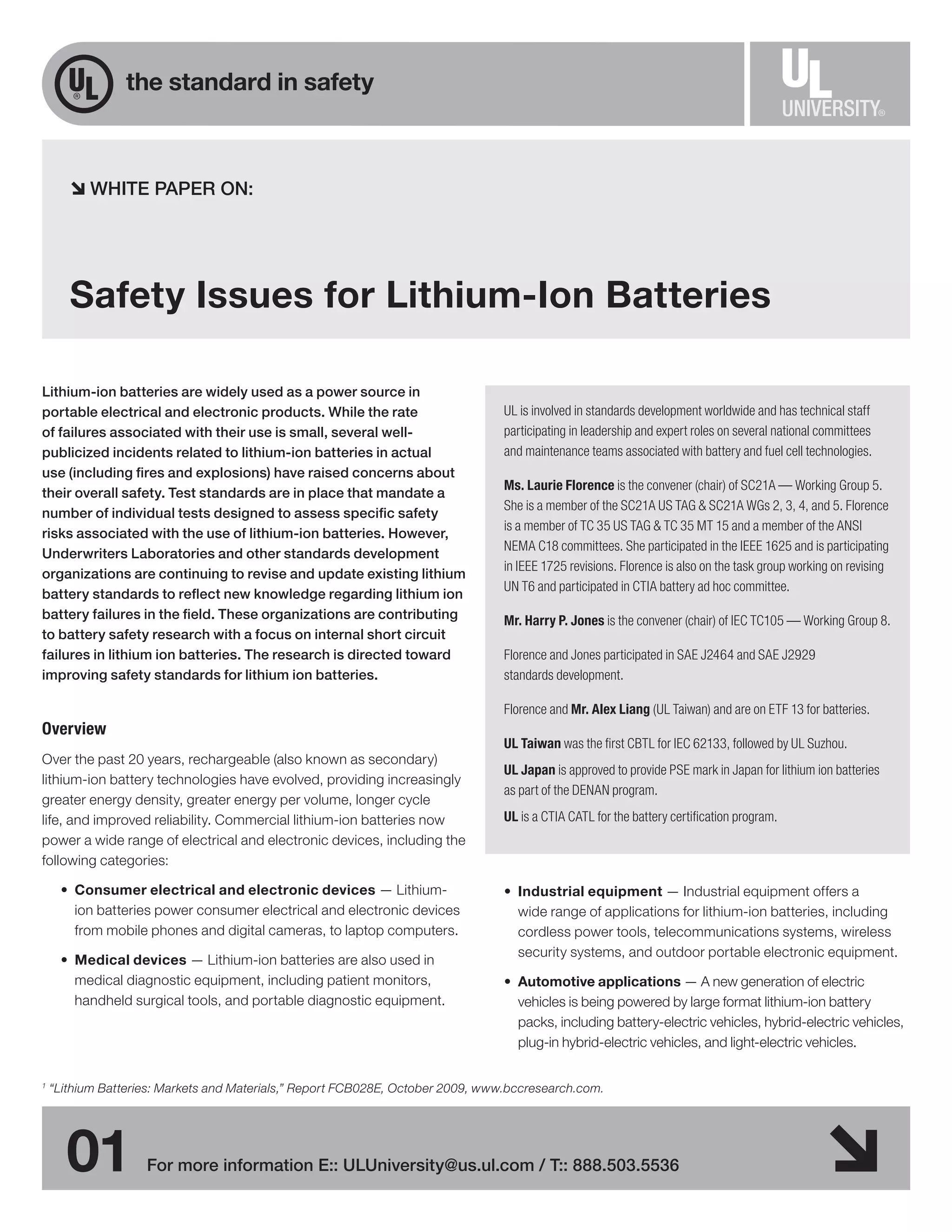 Safety Issues for Lithium-Ion Batteries | PDF