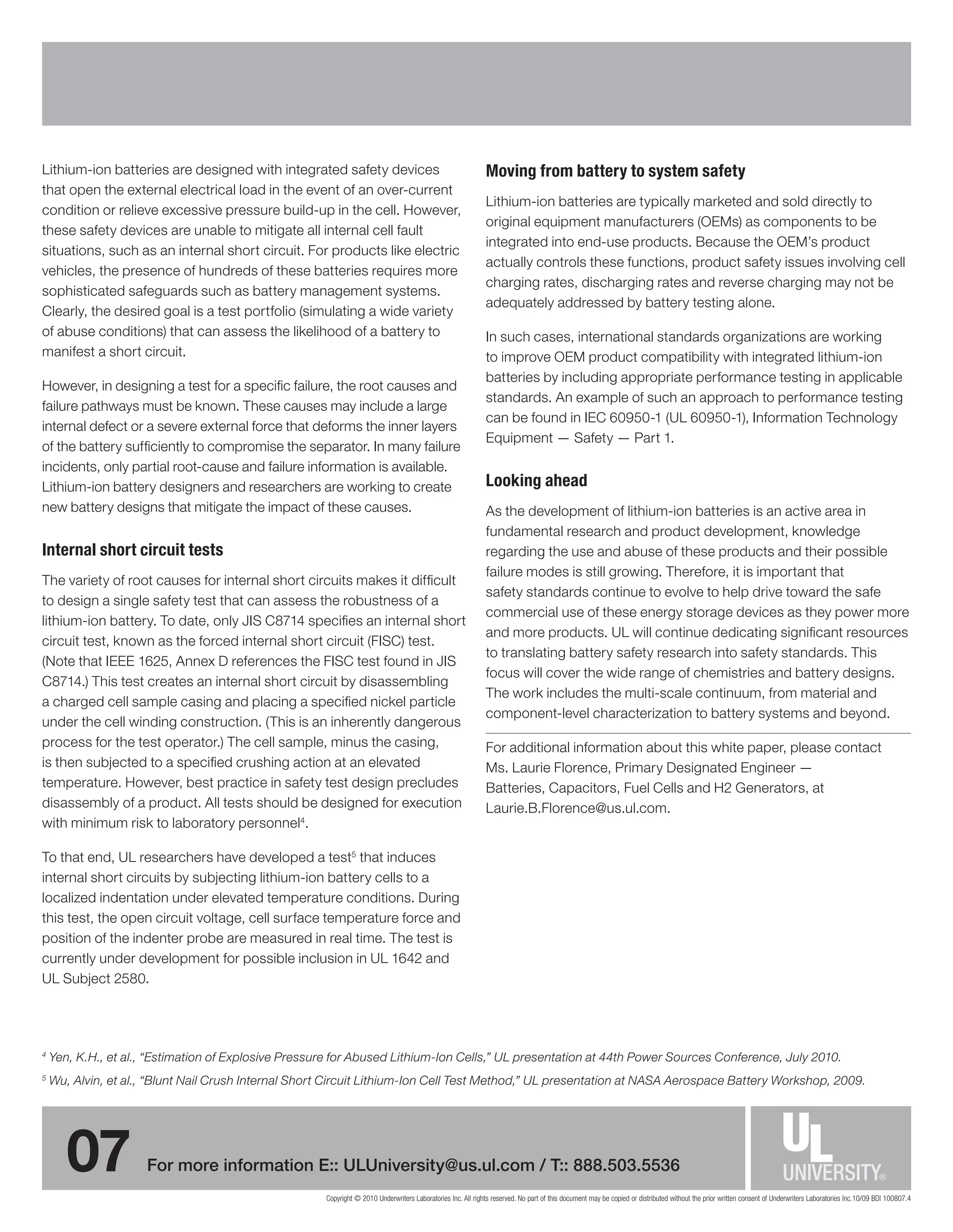 Safety Issues for Lithium-Ion Batteries | PDF