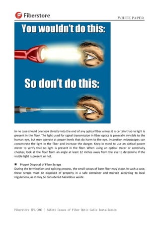 Safety issues of fiber optic cable installation | PDF | Eye and Vision ...