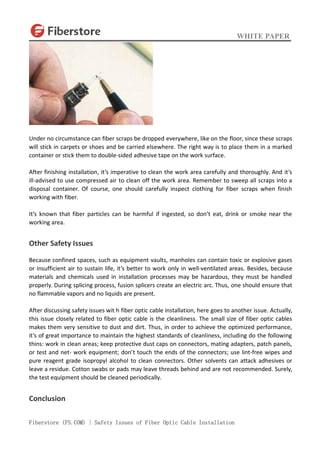 Safety issues of fiber optic cable installation | PDF | Eye and Vision ...